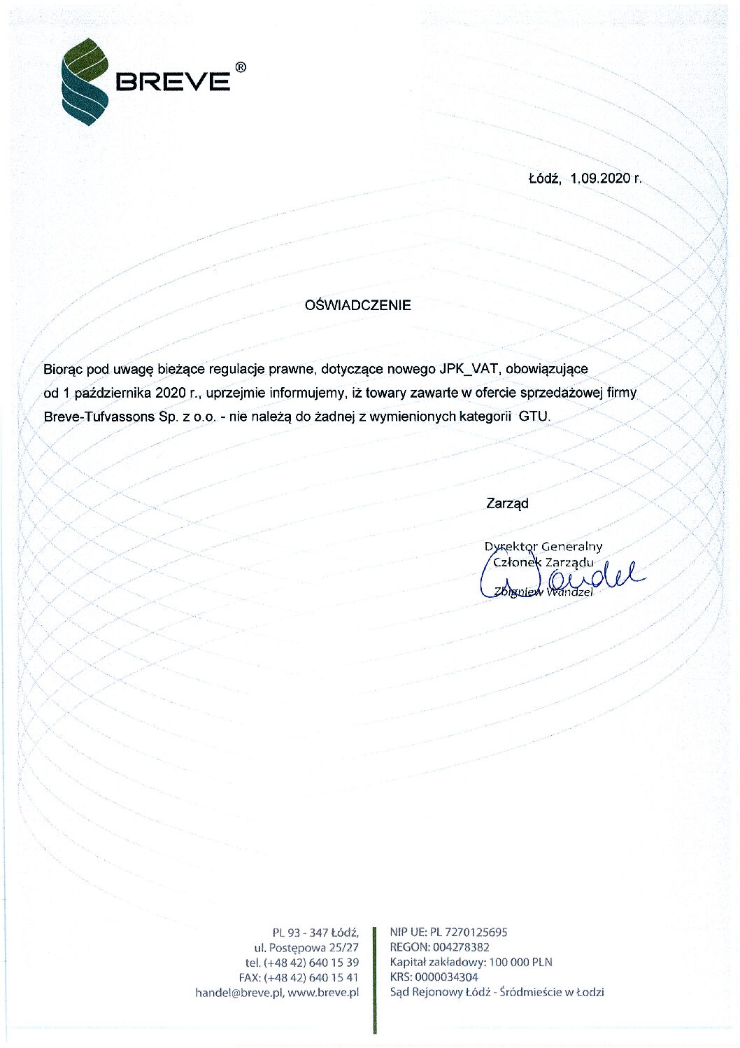 Breve-oswiadczenie-JPK-VAT-2020 | Breve - manufacturer of transformers